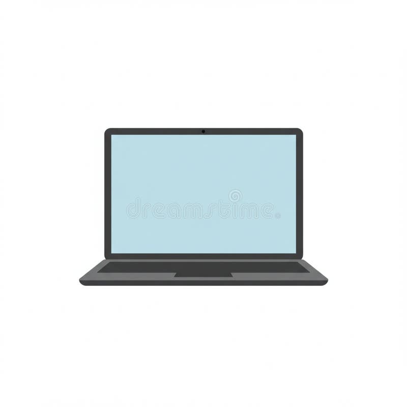 Minimalistic Illustration of an Open Laptop with a Light Blue Screen ...