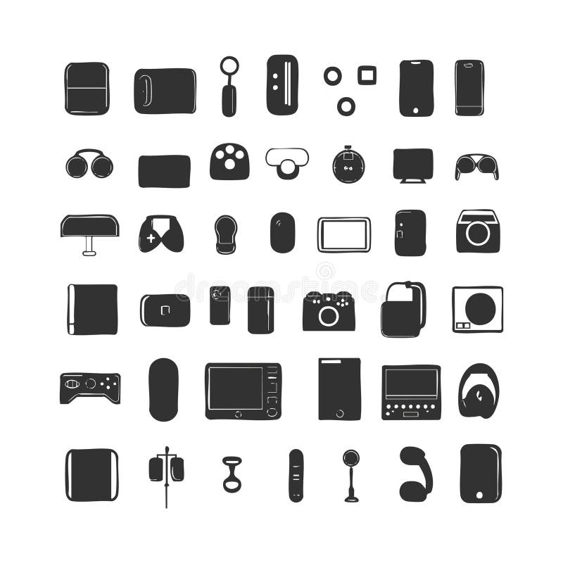 Minimalistic Illustration of Various Electronic Devices and Gadgets As ...