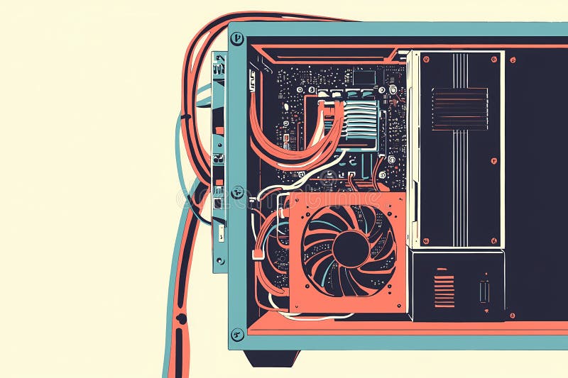 Visualization of Internal Components of Computer, Cooling System Inside Computer Stock ...