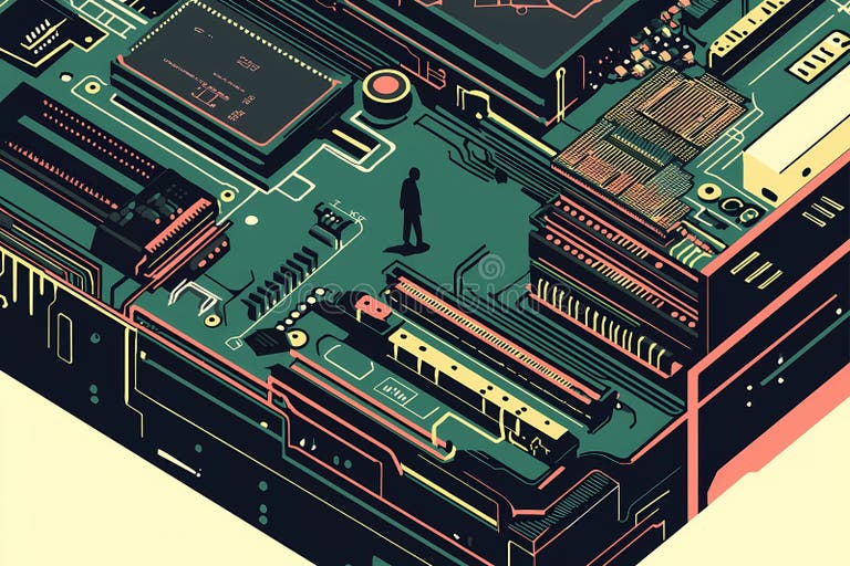 Visualization of Internal Components of Computer, Motherboard Stock ...