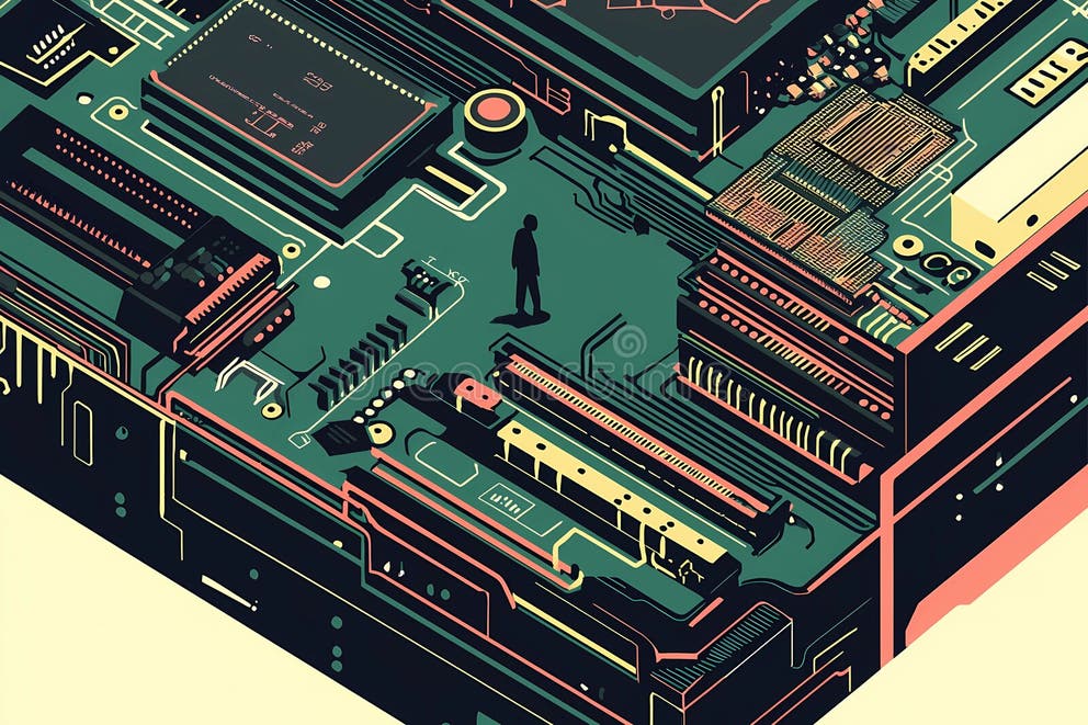 Visualization of Internal Components of Computer, Motherboard Stock ...