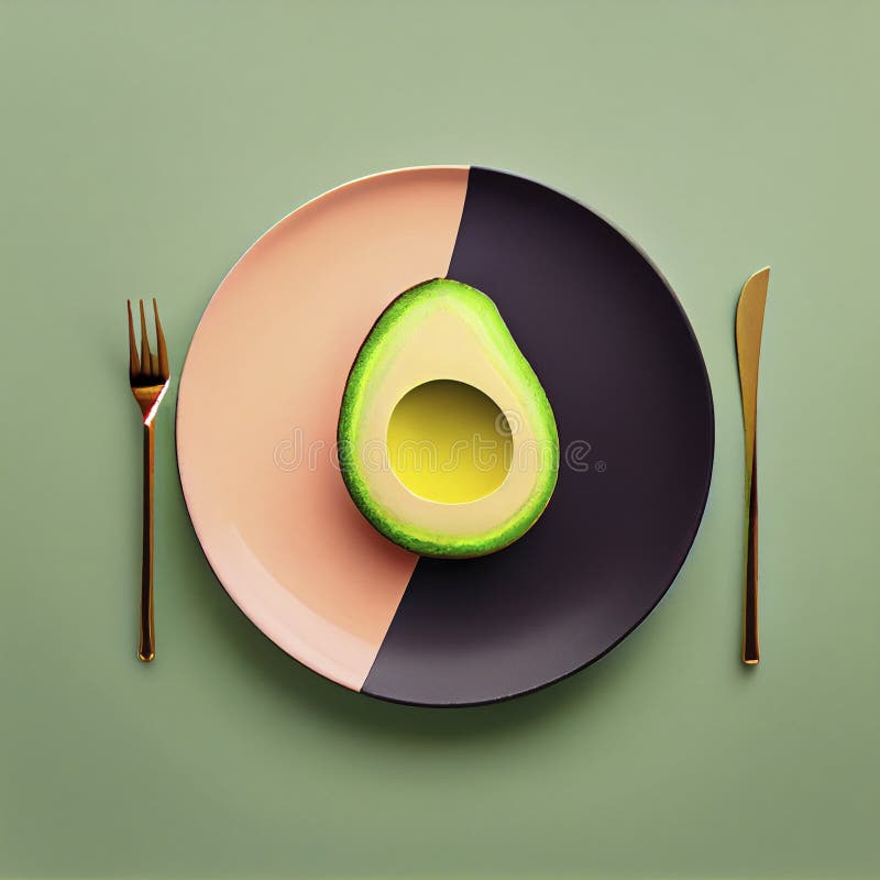 Minimalistic Image of Avocado at Plate, Generative AI Stock ...