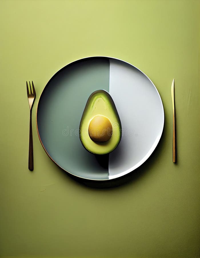 Minimalistic Image of Avocado at Plate, Generative AI Stock ...