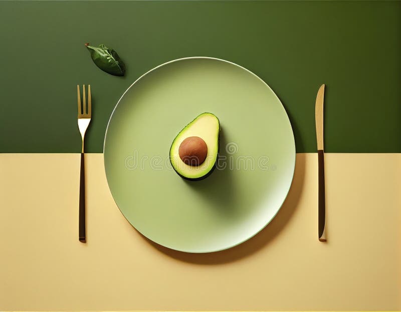 Minimalistic Image of Avocado at Plate, Generative AI Stock ...