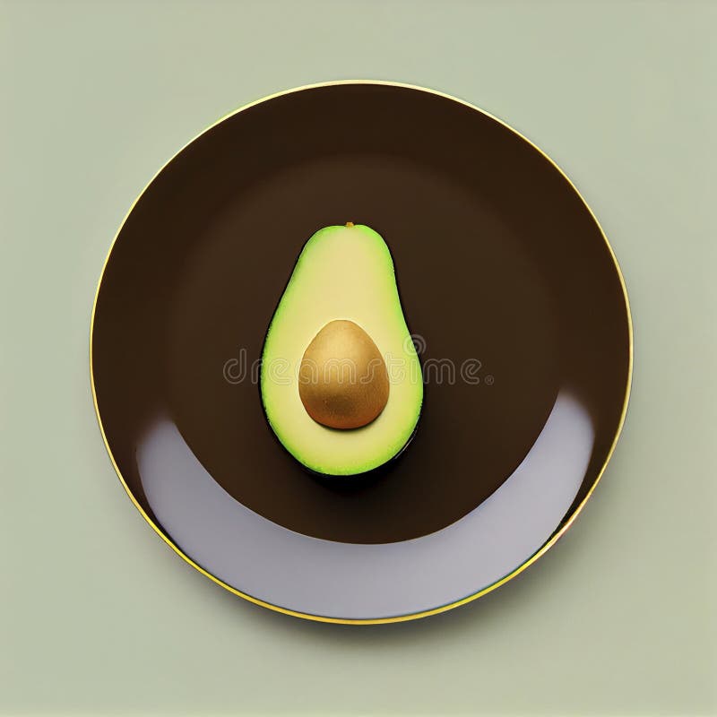 Minimalistic Image of Avocado at Plate, Generative AI Stock ...