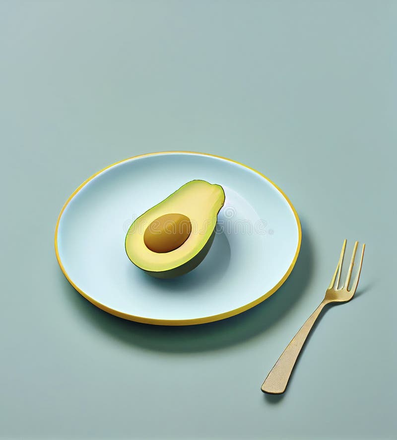 Minimalistic Image of Avocado at Plate, Generative AI Stock ...