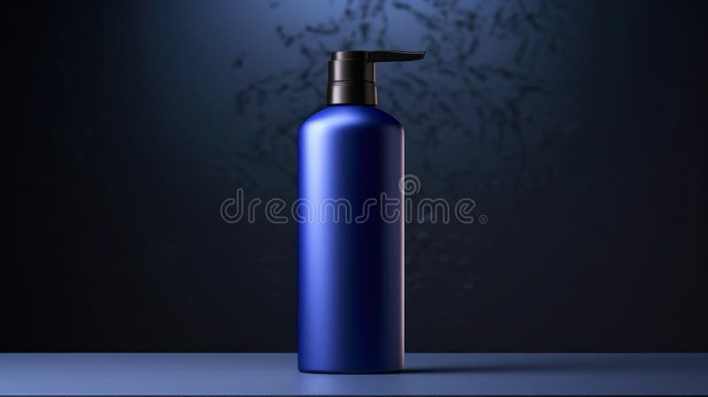Minimalistic Image of a Blue Shampoo Bottle in the Center of the Podium ...