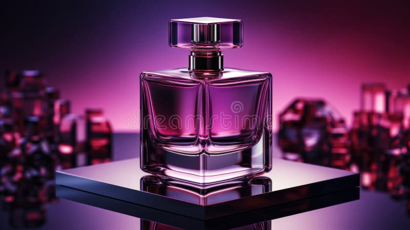 Minimalistic Image of a Fuchsia Perfume Bottle in the Center with ...