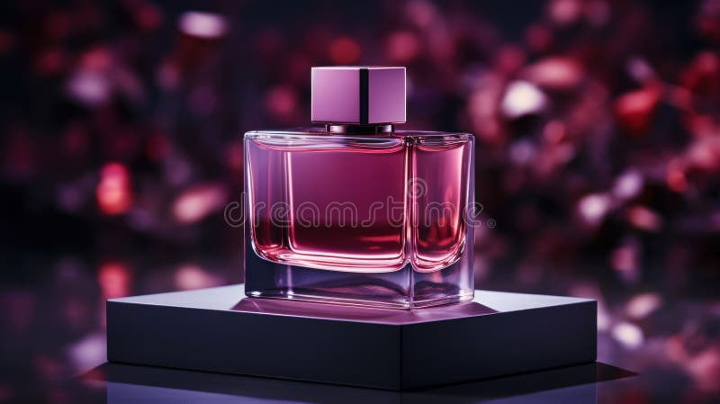 Minimalistic Image of a Fuchsia Perfume Bottle in the Center with ...