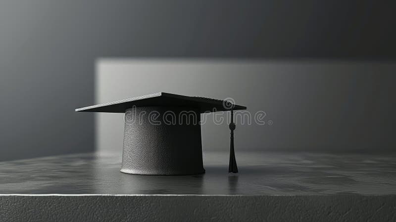 Minimalistic Image of a Graduation Cap Placed on Gray Stone Surface ...