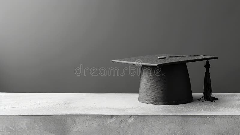 Minimalistic Image of a Graduation Cap Placed on Gray Stone Surface ...