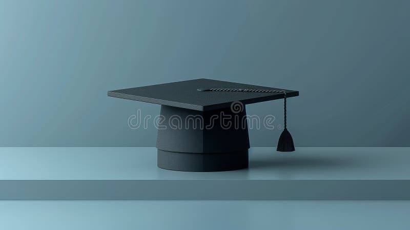 Minimalistic Image of a Graduation Cap Placed on a Podium in Gray and ...