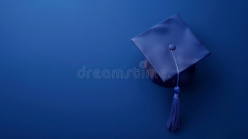 Minimalistic Image of a Graduation Cap Placed on Smooth Deep Blue ...