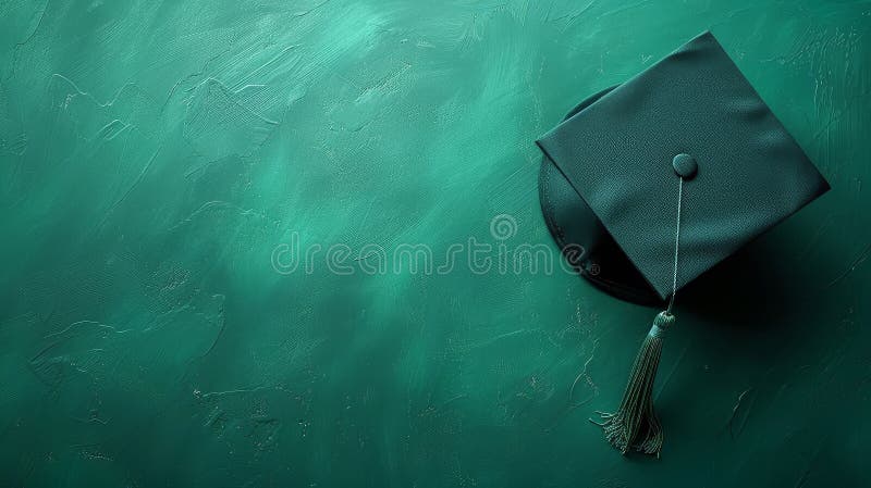 Minimalistic Image of a Graduation Cap on Textured Green Background ...
