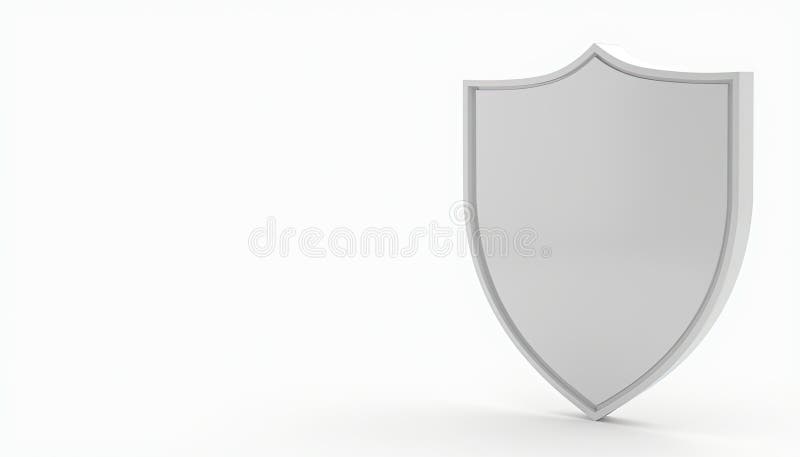 Minimalistic Image of a Gray Shield on a Plain White Background. Stock ...