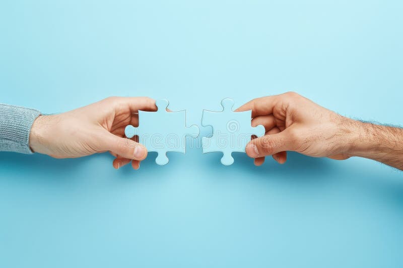 A Minimalistic Image of Hands Connecting Puzzle Pieces. Stock ...