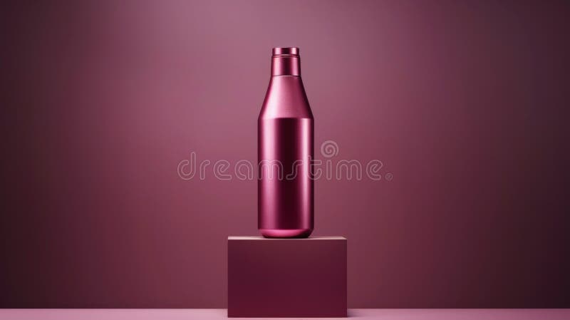 Minimalistic Image of a Pink Shampoo Bottle in the Center of the Podium ...