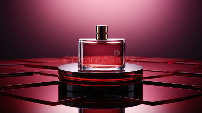 Minimalistic Image of a Red Perfume Bottle in the Center with Studio ...