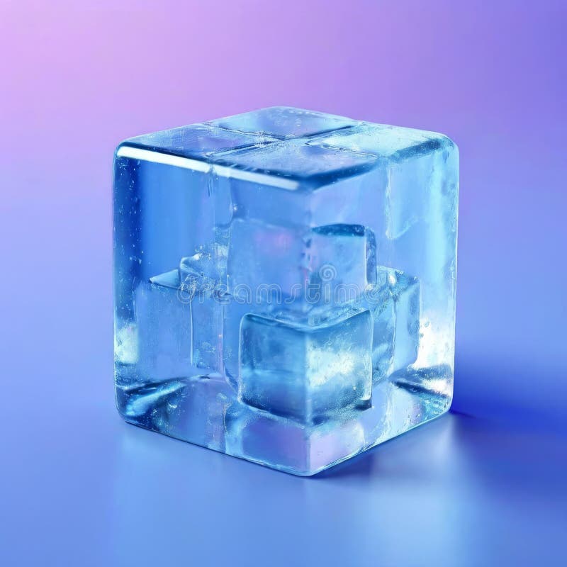 Transparent Ice Cube with Geometric Shapes and Soft Lighting Stock ...