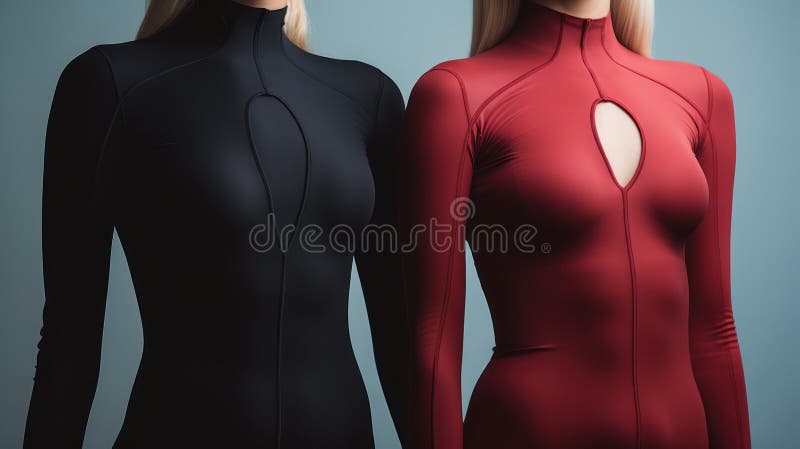 Minimalistic Image of Two Women in Bodysuits AI Generated Stock ...