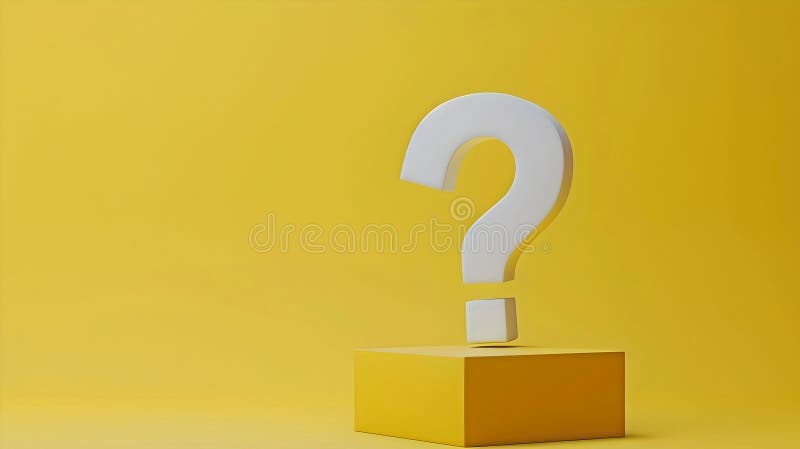 Vibrant Yellow Background Featuring Large White Question Mark. Mystery ...