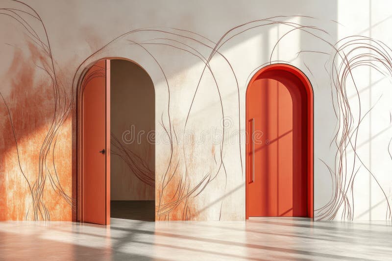 Minimalistic Interior Design with Curved Doors and Artistic Wall ...