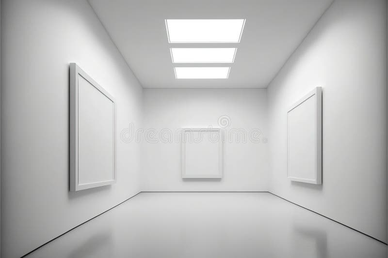 Minimalistic Interior Design with Plain White Room of Museum Stock ...