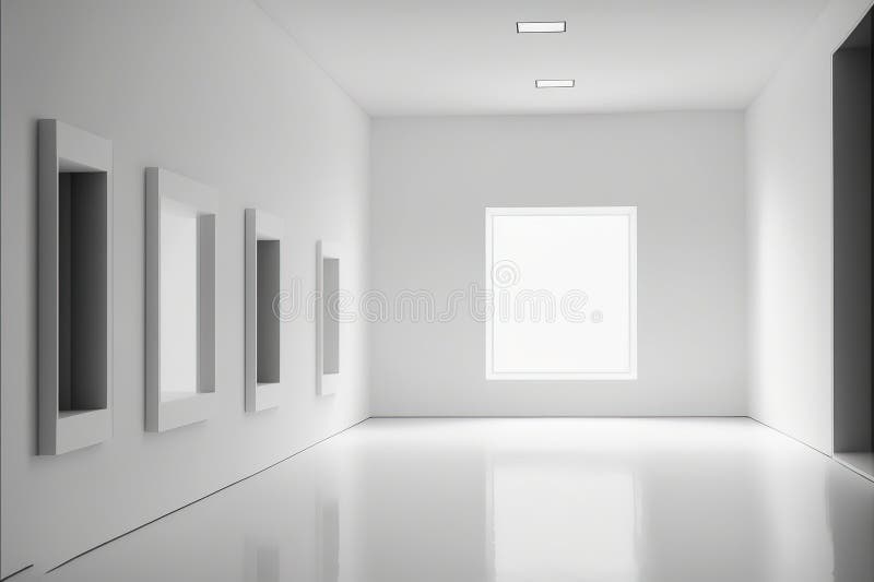 Minimalistic Interior Design with Plain White Room of Museum Stock ...