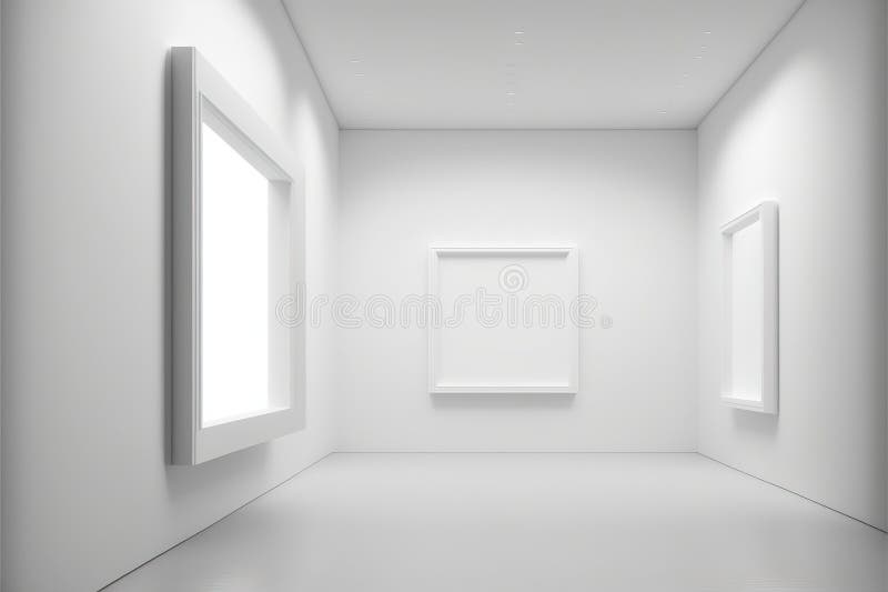Minimalistic Interior Design with Plain White Room of Museum Stock ...