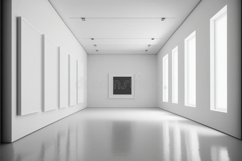 Minimalistic Interior Design with Plain White Room of Museum Stock ...