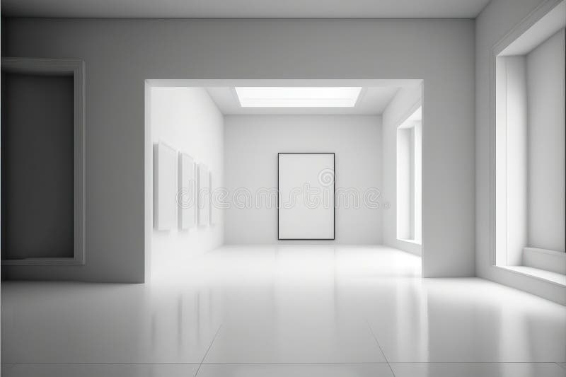 Minimalistic Interior Design with Plain White Room of Museum Stock ...
