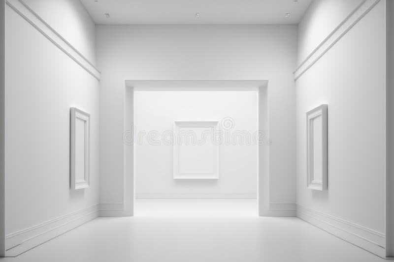 Minimalistic Interior Design with Plain White Room of Museum Stock ...