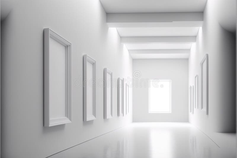 Minimalistic Interior Design with Plain White Room of Museum Stock ...