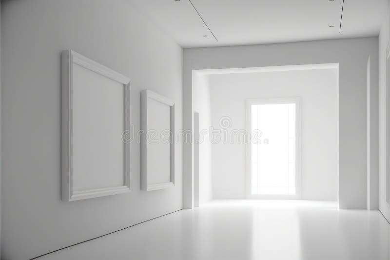 Minimalistic Interior Design with Plain White Room of Museum Stock ...