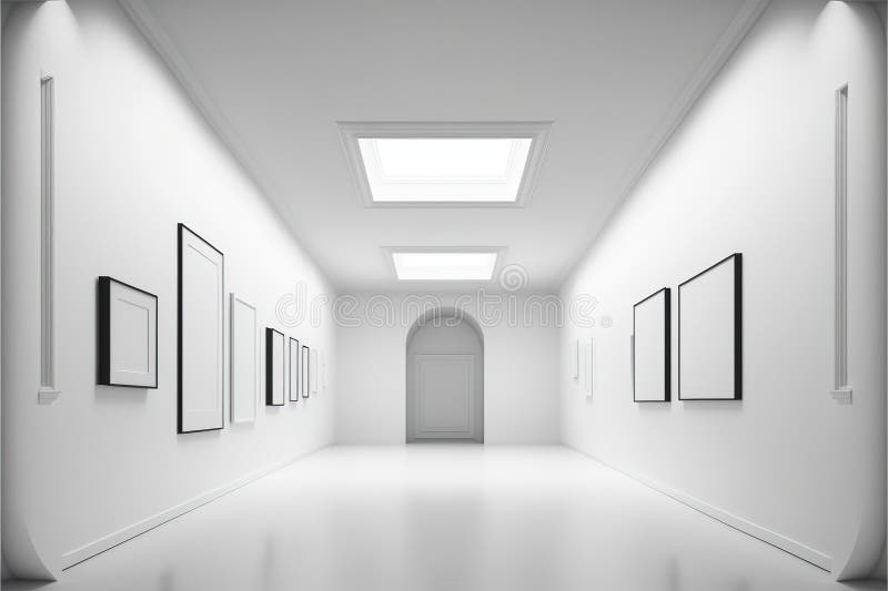 Minimalistic Interior Design with Plain White Room of Museum Stock ...