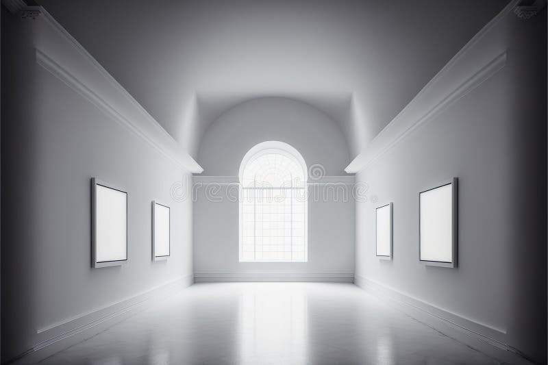 Minimalistic Interior Design with Plain White Room of Museum Stock ...