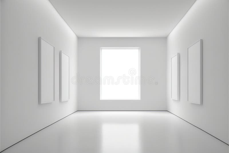 Minimalistic Interior Design with Plain White Room of Museum Stock ...