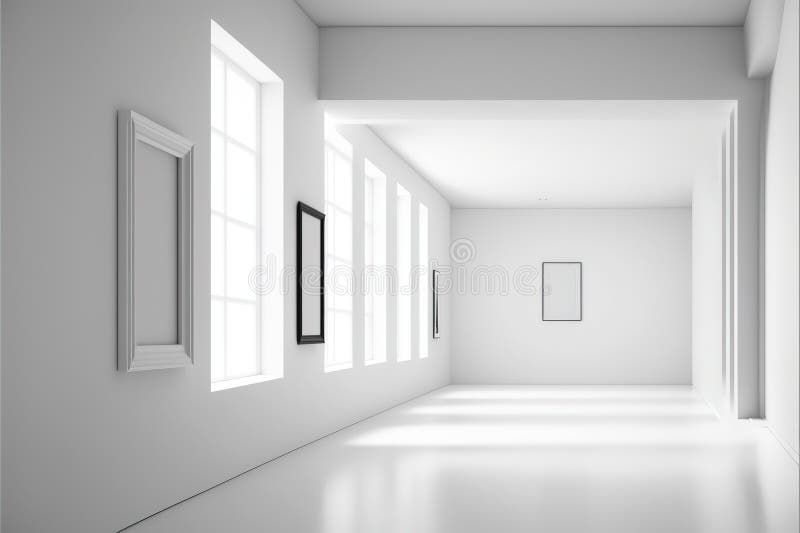 Minimalistic Interior Design with Plain White Room of Museum Stock ...