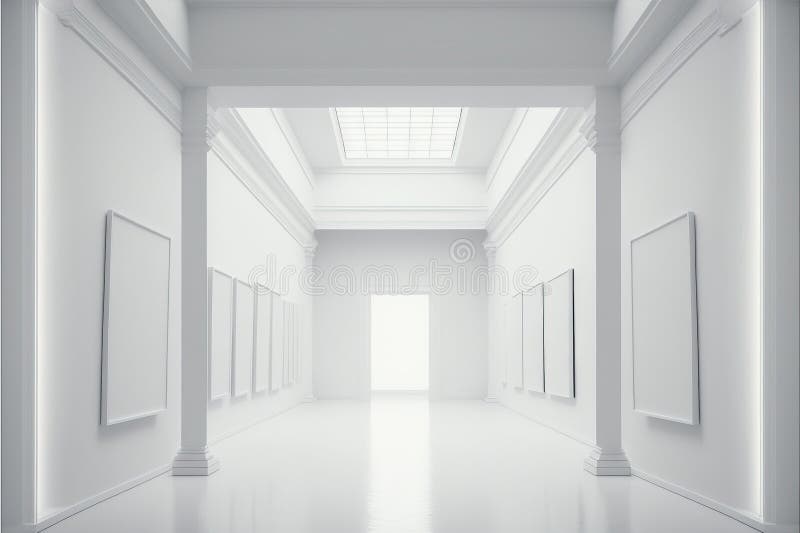 Minimalistic Interior Design with Plain White Room of Museum Stock ...