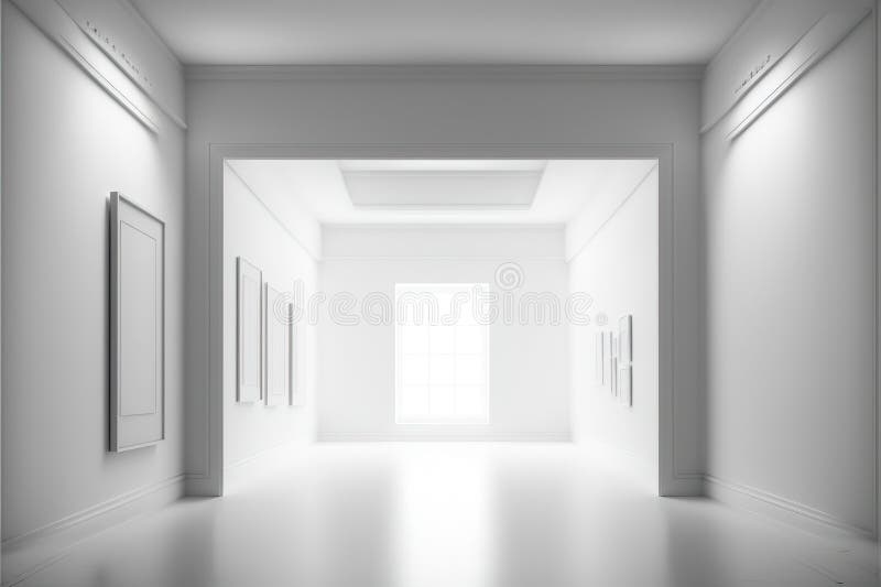 Minimalistic Interior Design with Plain White Room of Museum Stock ...