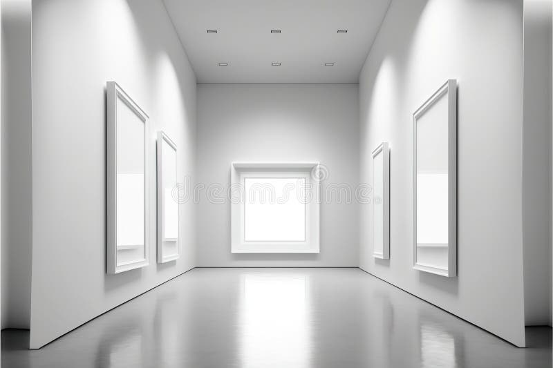 Minimalistic Interior Design with Plain White Room of Museum Stock ...