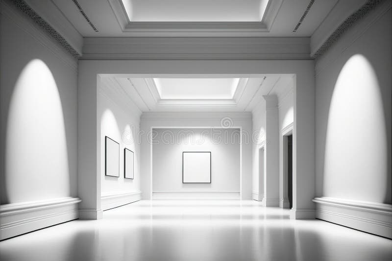 Minimalistic Interior Design with Plain White Room of Museum Stock ...