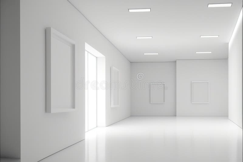 Minimalistic Interior Design with Plain White Room of Museum Stock ...