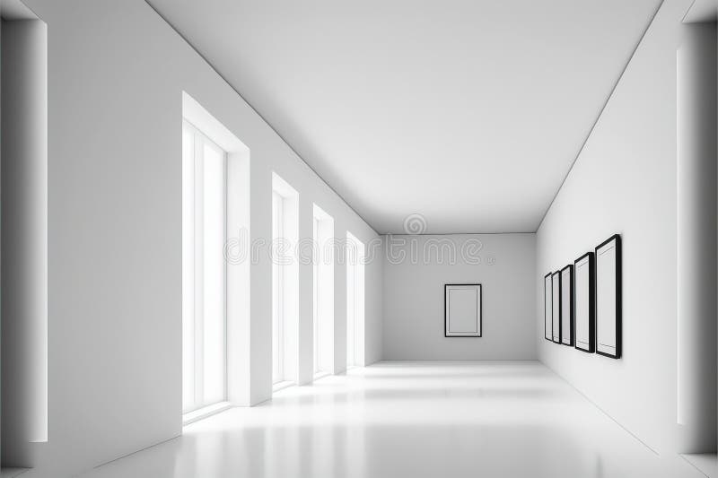 Minimalistic Interior Design with Plain White Room of Museum Stock ...