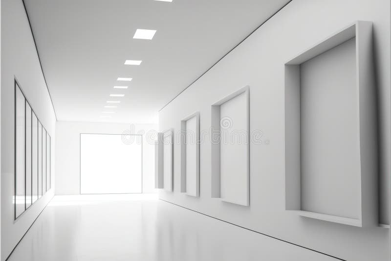 Minimalistic Interior Design with Plain White Room of Museum Stock ...