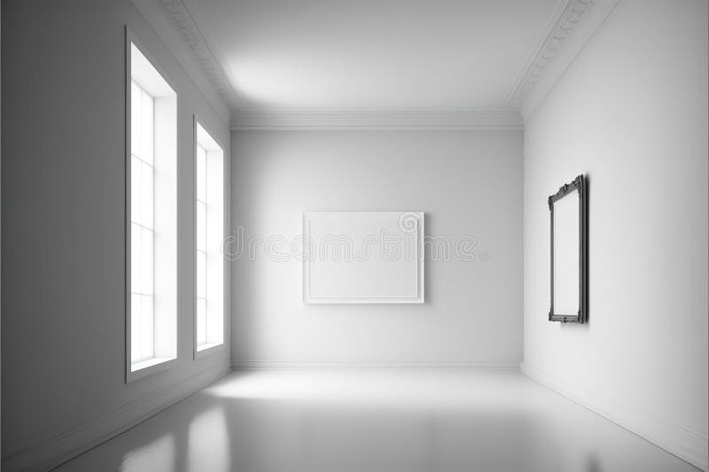 Minimalistic Interior Design with Plain White Room of Museum Stock ...