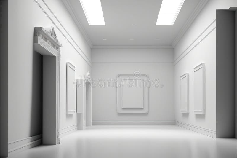 Minimalistic Interior Design with Plain White Room of Museum Stock ...