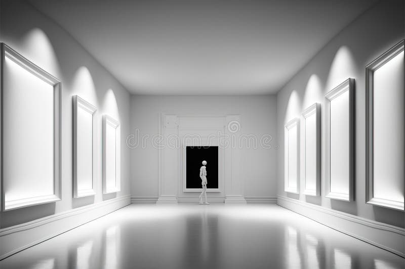 Minimalistic Interior Design with Plain White Room of Museum Stock ...
