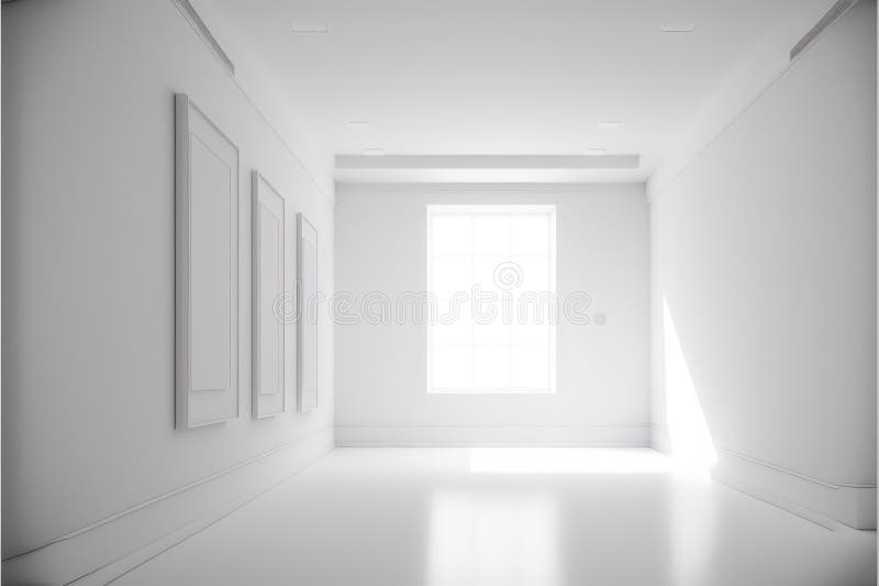Minimalistic Interior Design with Plain White Room of Museum Stock ...