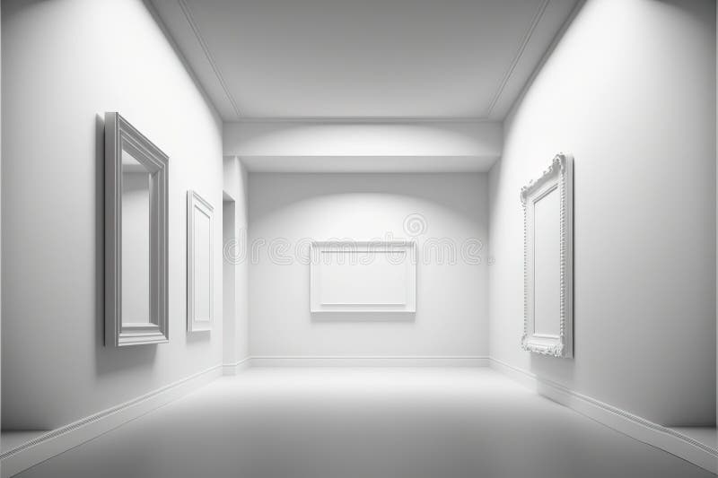 Minimalistic Interior Design with Plain White Room of Museum Stock ...